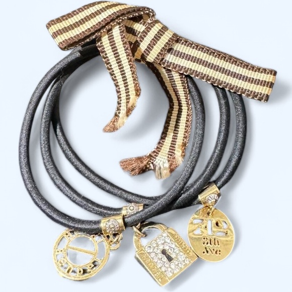 Jewelry | Henri Bendel Hair Tie Trio W Charms 5th Ave Lock Logo | Poshmark